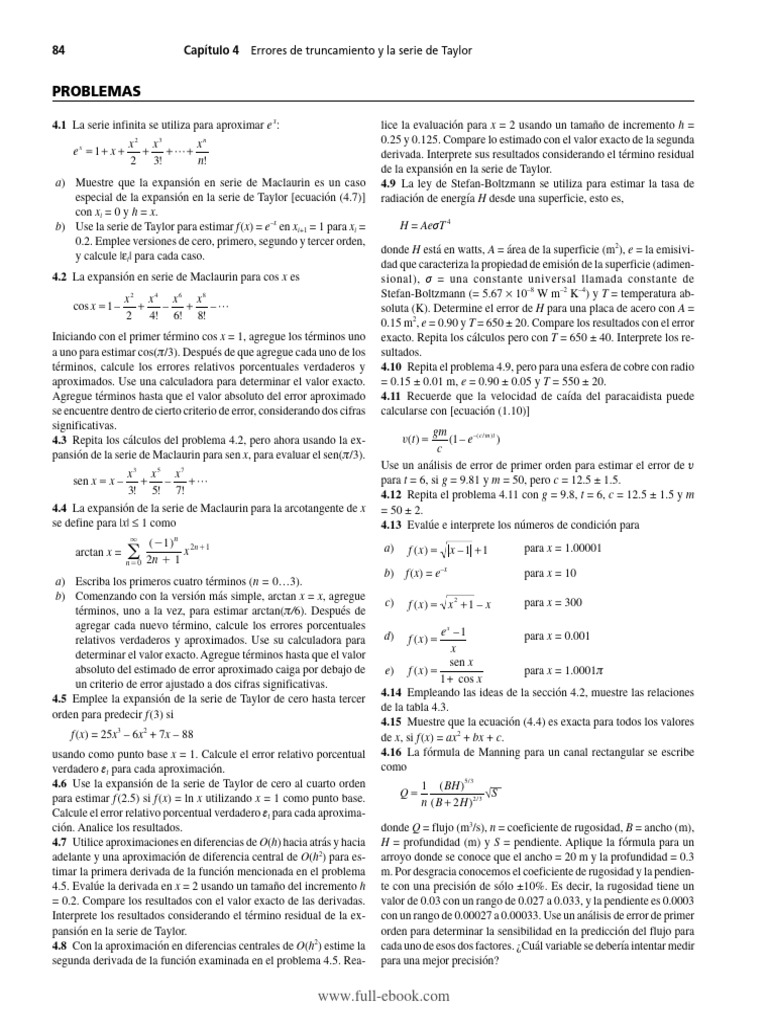 Tarea 2. Ejercicios Con Problemas de Error de Truncamiento y Serie de Taylor | PDF | Conceptos ...