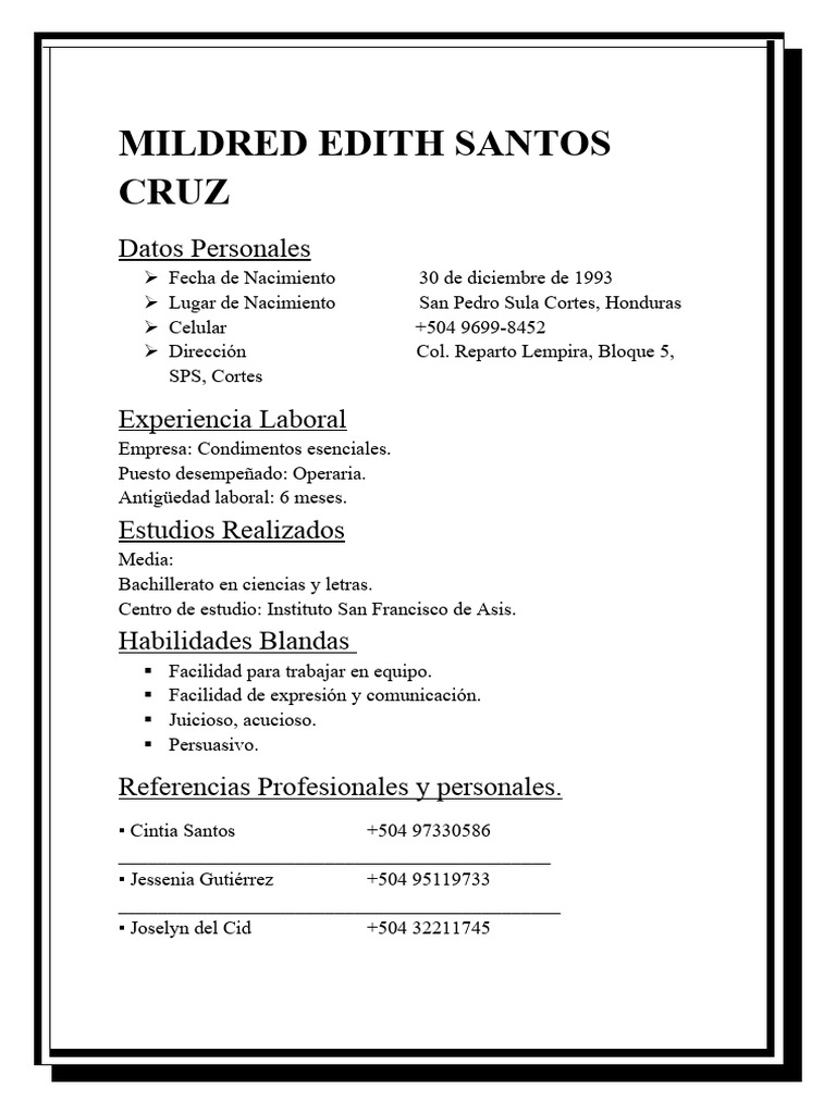 Perfil Profesional de Mildred Santos | PDF