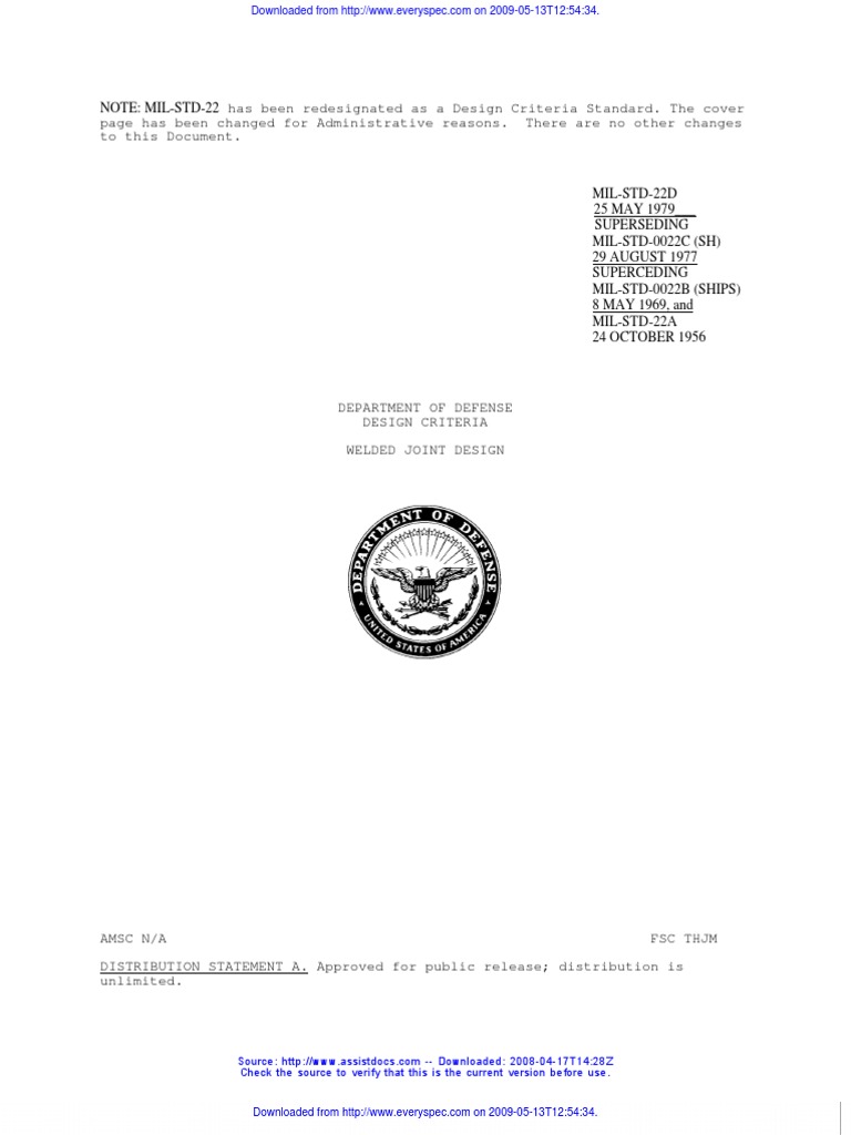 MIL-STD-22D Welded Joint Design | PDF | Welding | Construction