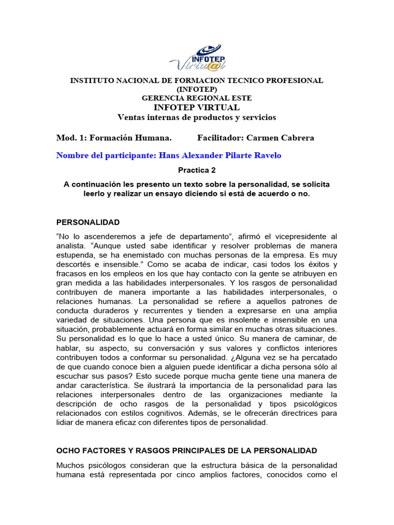 Tarea 2 Módulo 1 VI 1993 | PDF | Las emociones | Sicología