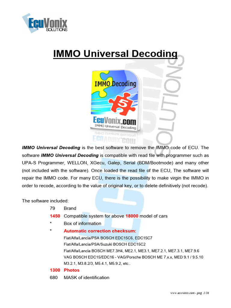 IMMO Universal Decoding Guide | PDF | Technology & Engineering