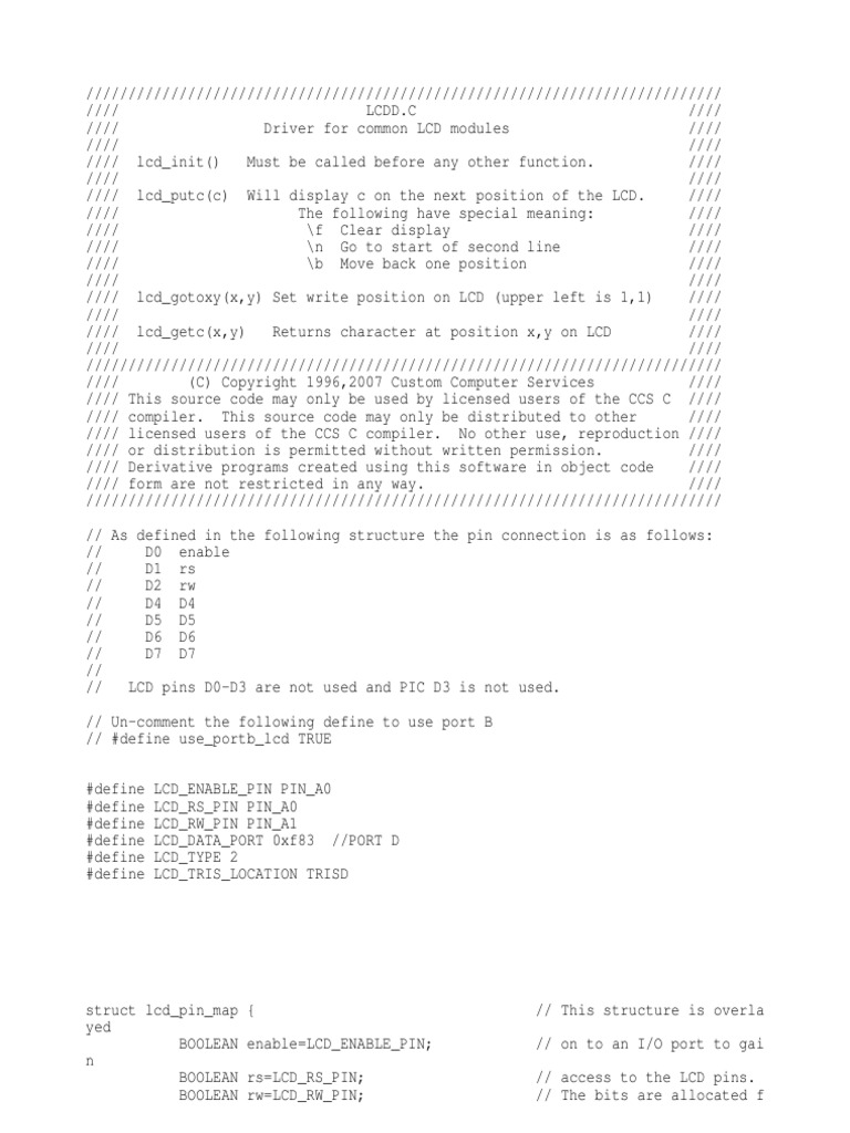 LCD C | PDF | Source Code | Computer Programming