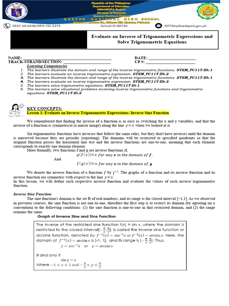 LAS_Inverse Trigonometric and Equation | PDF