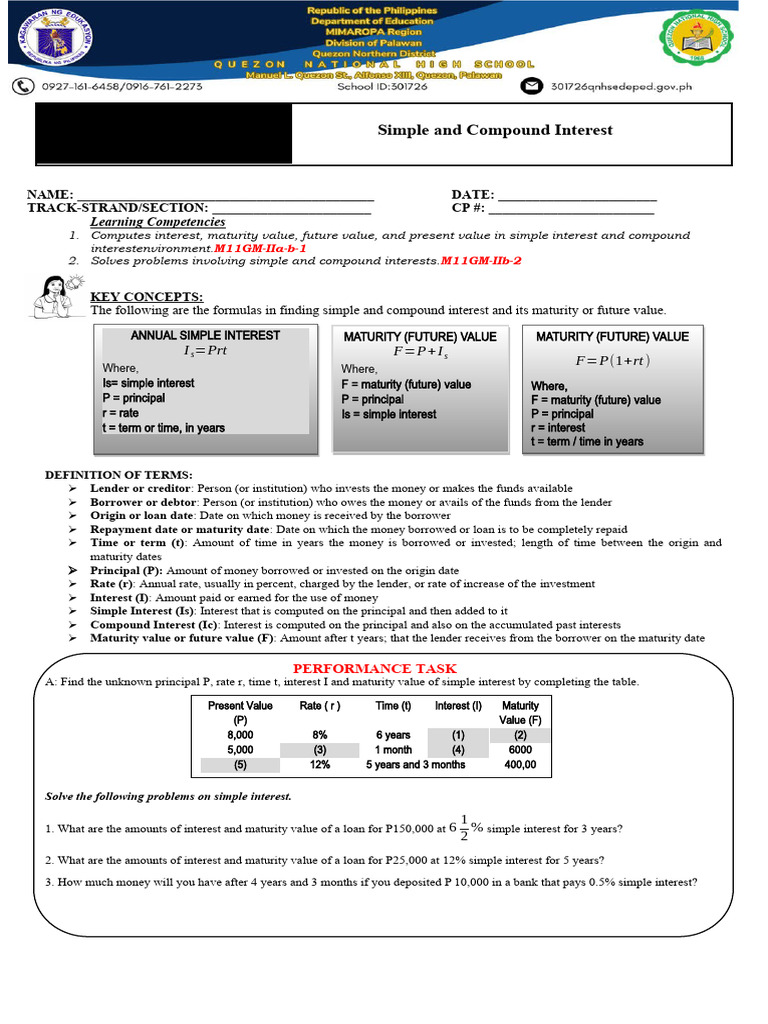 LAS - Simple&Compound Interest | PDF | Interest | Debt