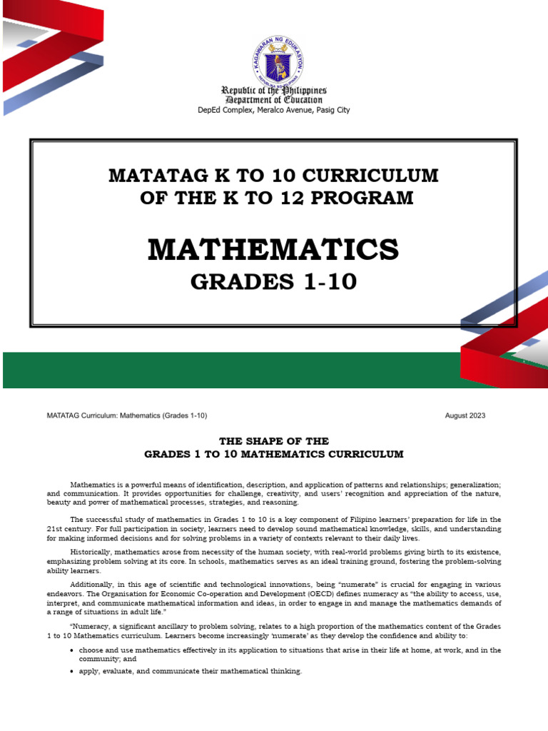FINAL-MATATAG-Mathematics-CG-2023-Grades-1-10 | PDF | Learning ...