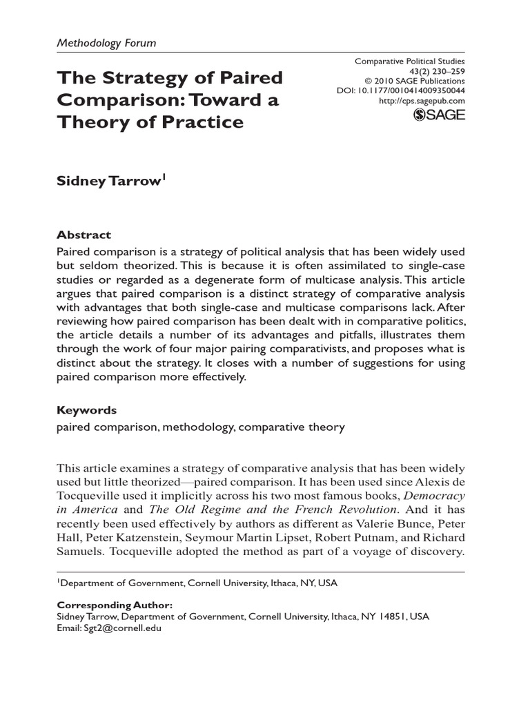 The Strategy of Paired Comparison | PDF | Social Democracy | Theory