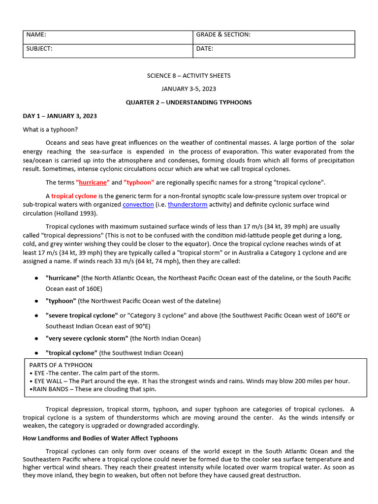 Grade 8 Activities 1 | PDF