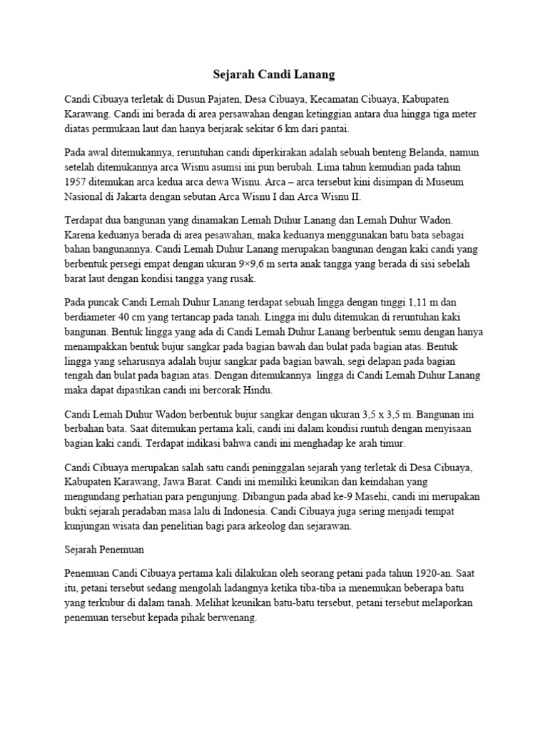Sejarah Candi Lanang | PDF