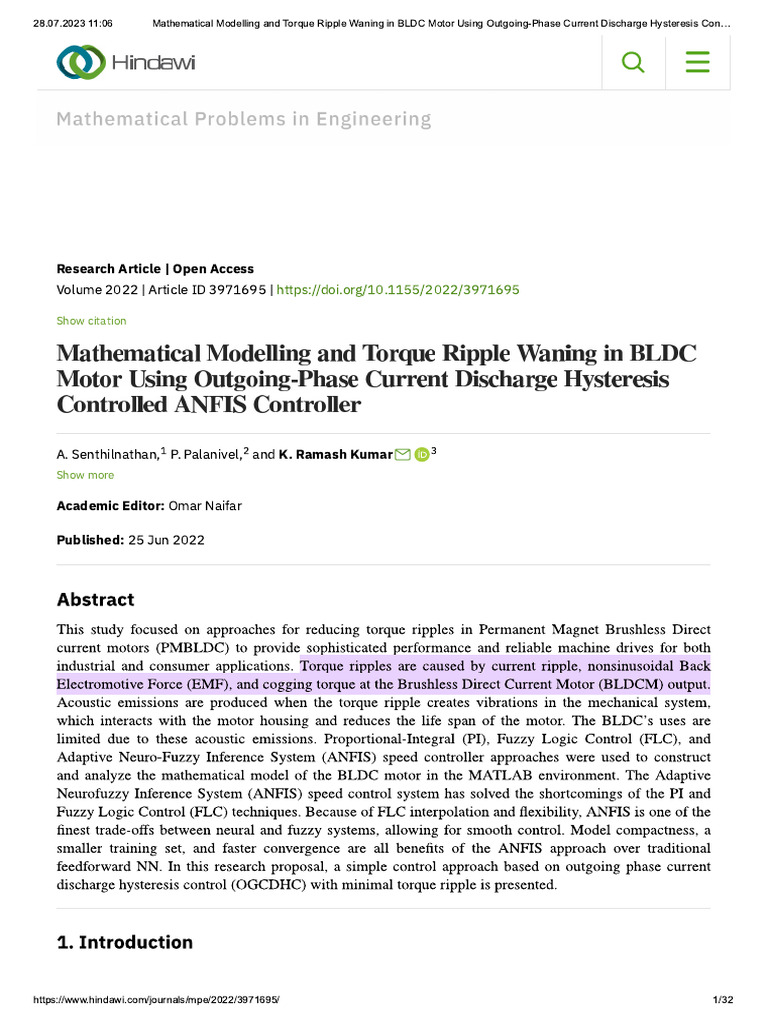 Mathematical Modelling and Torque Ripple | PDF