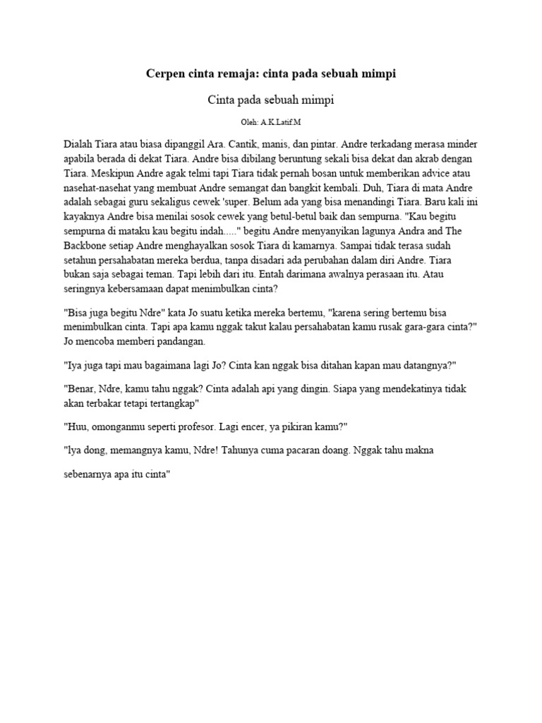 Cerpen Cinta Remaja | PDF