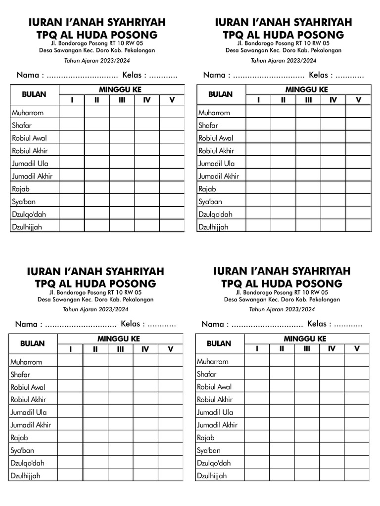 Format Iuran Ianah | PDF