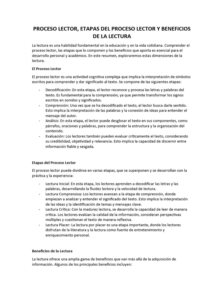 2.1. El proceso lector | PDF | Comprensión lectora | Modificación de comportamiento