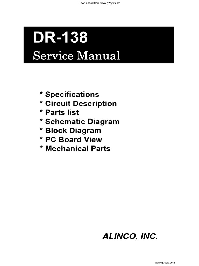 ALINCO DR 130 (Manual Tecnico) | PDF | Amplifier | Computer Science