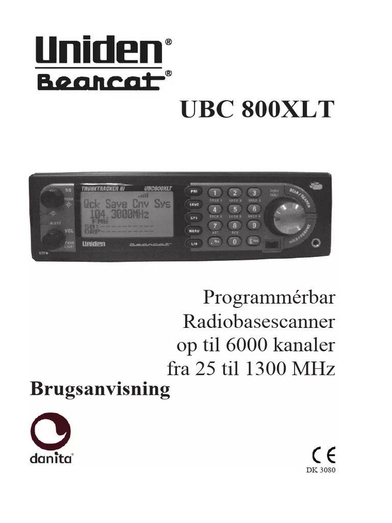 Manual Uniden Bearcat UBC 800XLT (Dansk - 20 Sider) | PDF