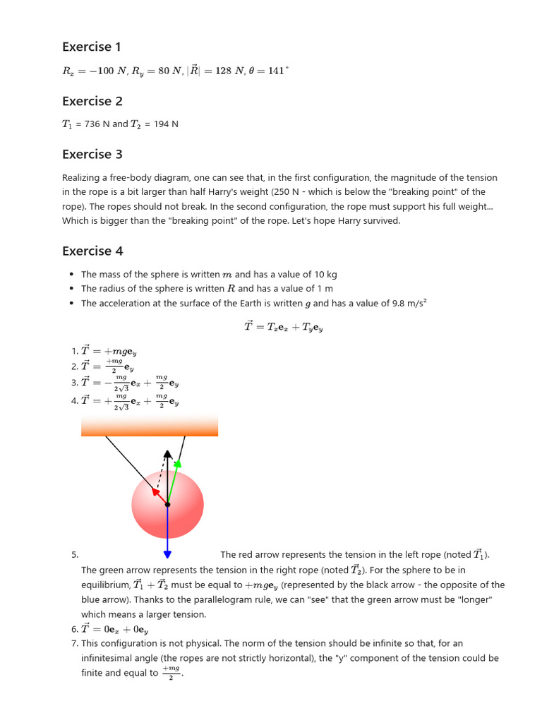 Exercise Session 5 - Solutions | PDF | Acceleration | Force