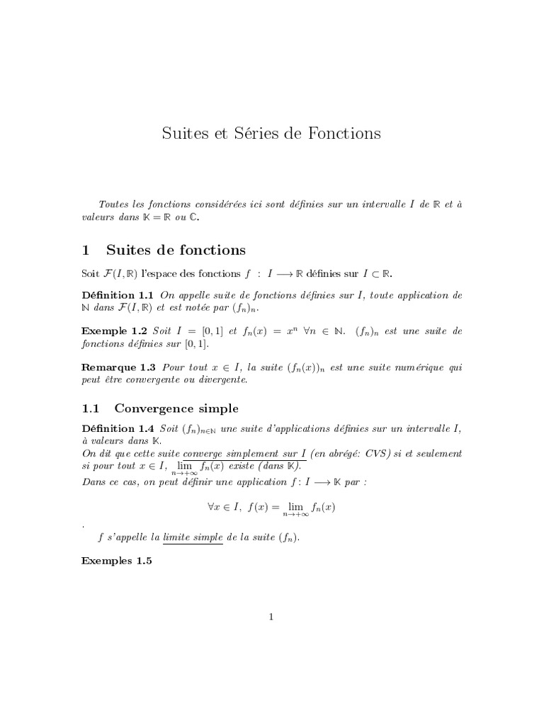 Suites Et Séries de Fonctions | PDF | Limite (mathématiques) | Série ...