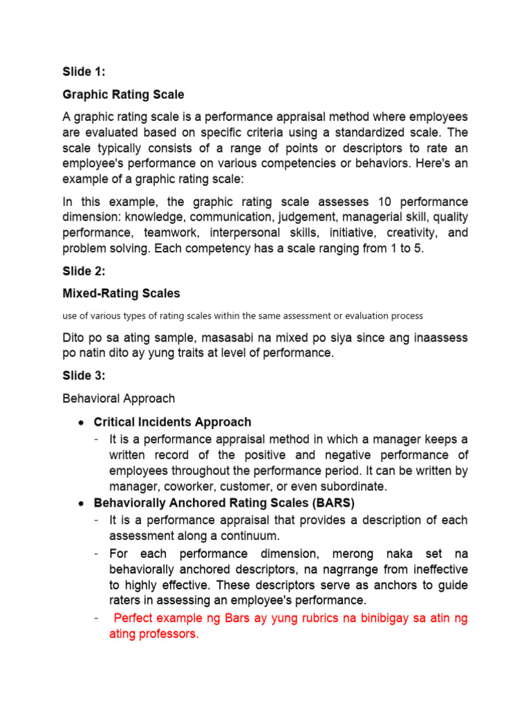 A Graphic Rating Scale Is A Performance Appraisal Method Where ...