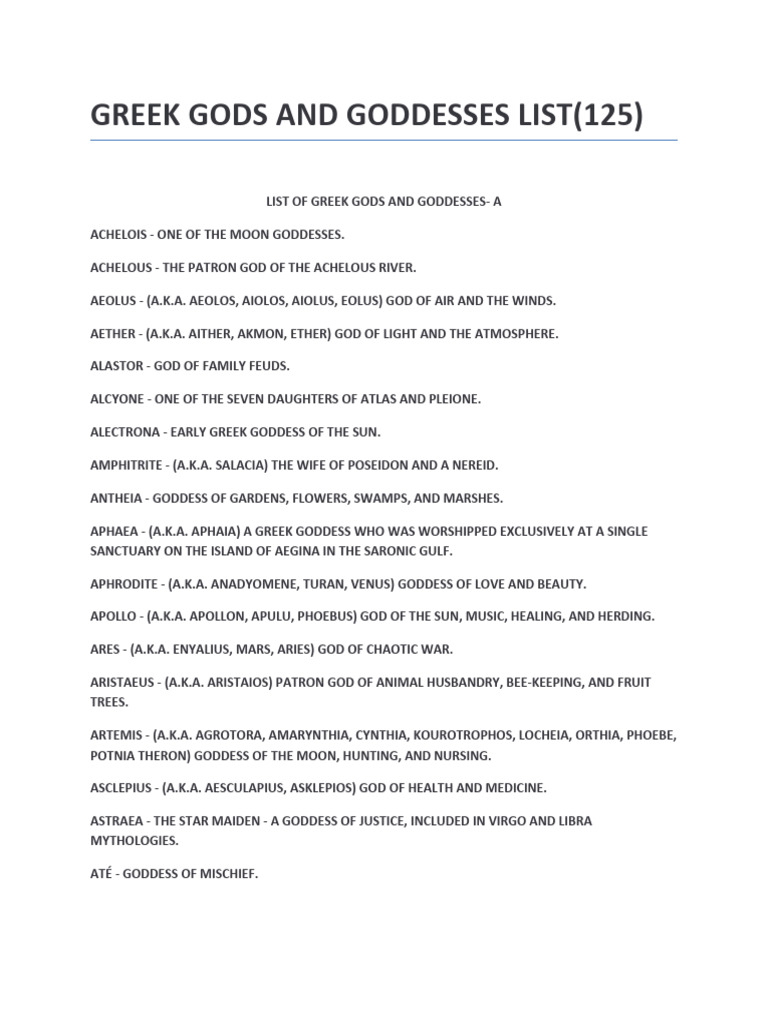 Greek Gods and Godesses - 090819 | Download Free PDF | Zeus | Persephone