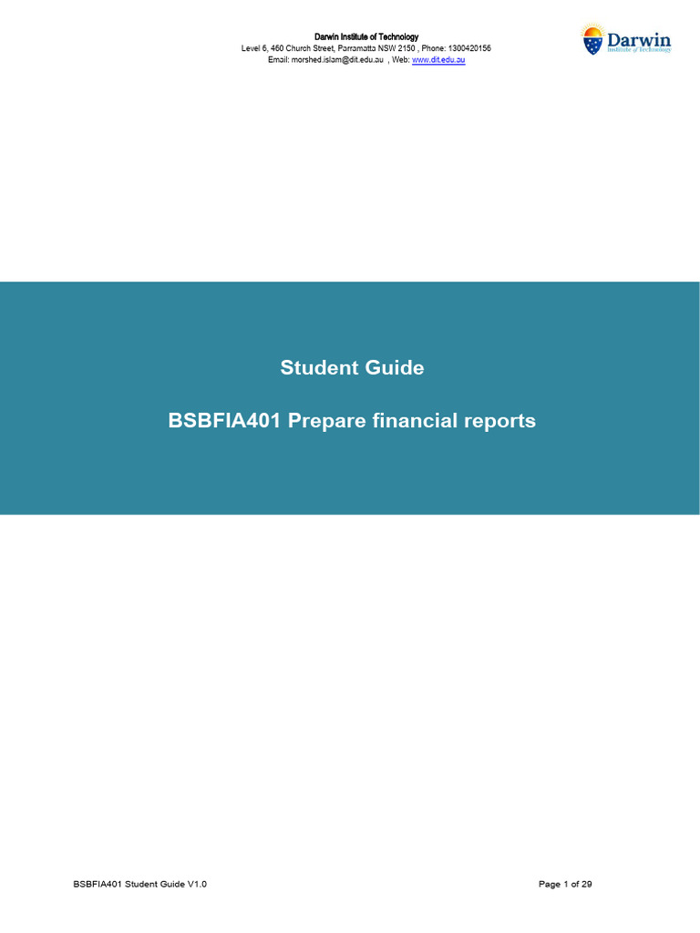 BSBFIA401 Student Guide | PDF