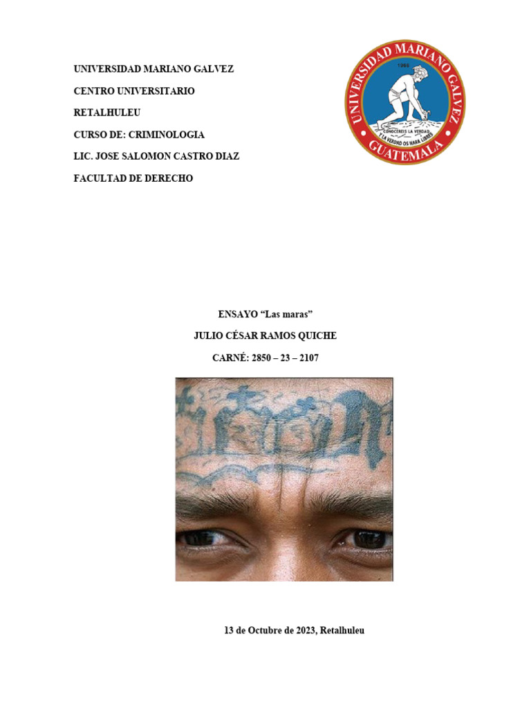Ensayo Las Maras | PDF | Sra. 13 | Crímenes