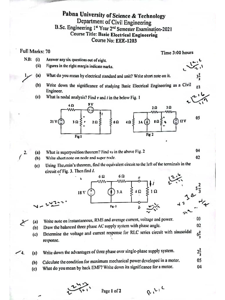 EEE 1203 Questions | PDF