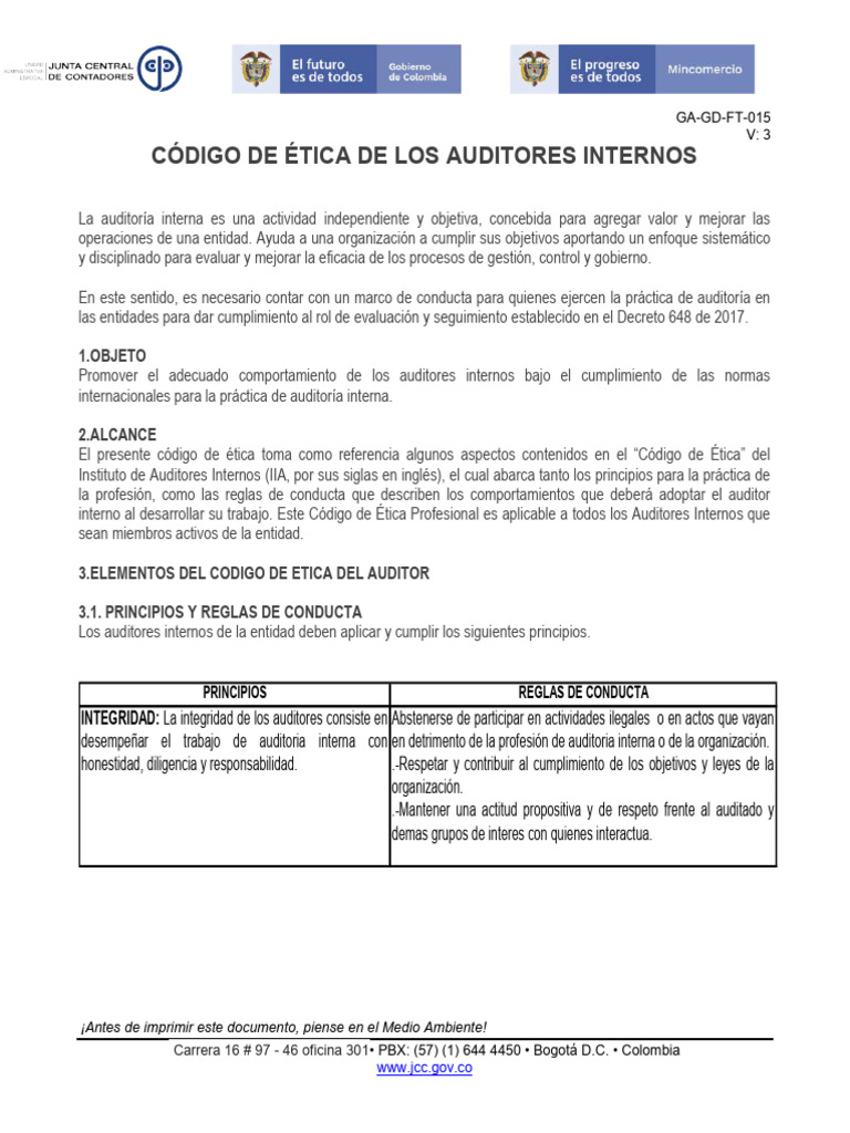 Codigo de Etica Del Auditor JCC 1.1 | PDF | Auditoría | Contralor