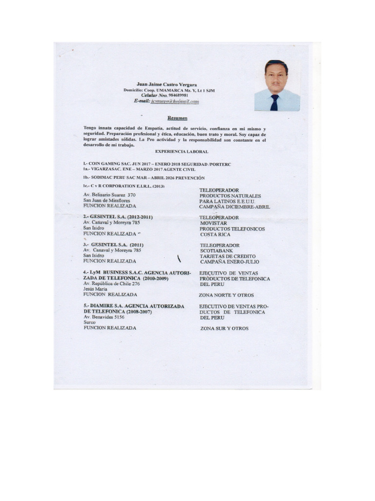 CV Jaime Castro | PDF