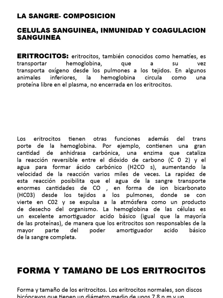 La Sangre - Composicion. Clase Fisiologia | Descargar gratis PDF ...