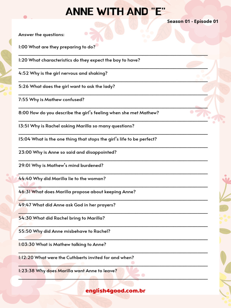 ANNE WITH AN E S01 E01 Min | PDF