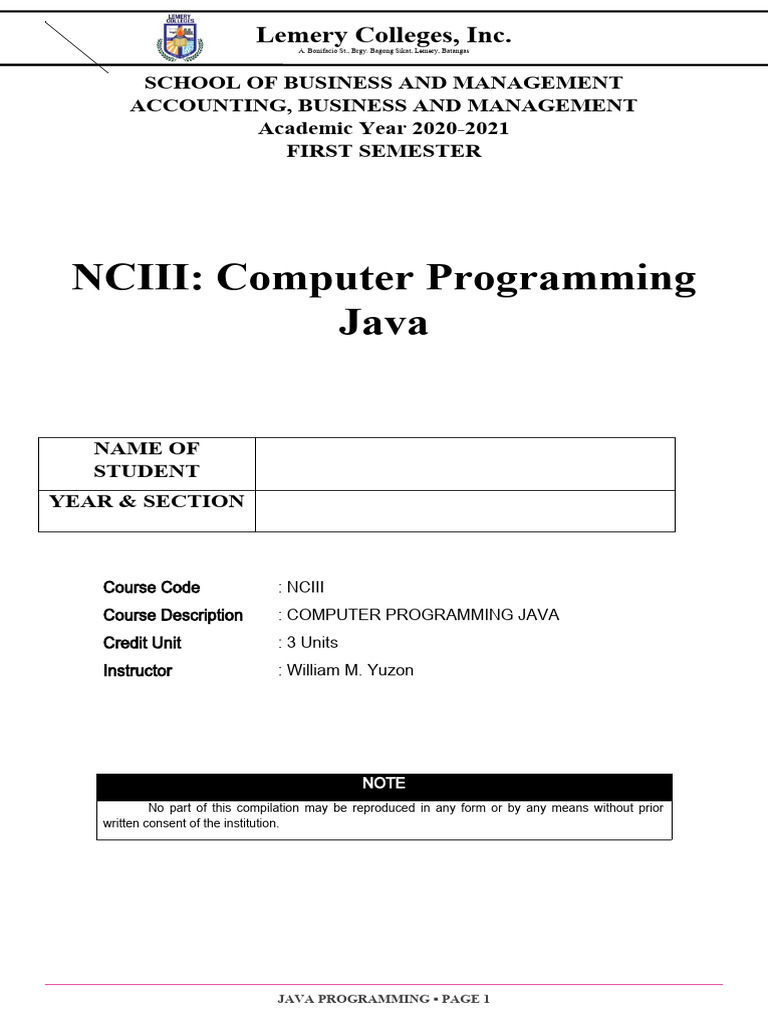 1ST Grading Java | PDF | Java Virtual Machine | Method (Computer ...