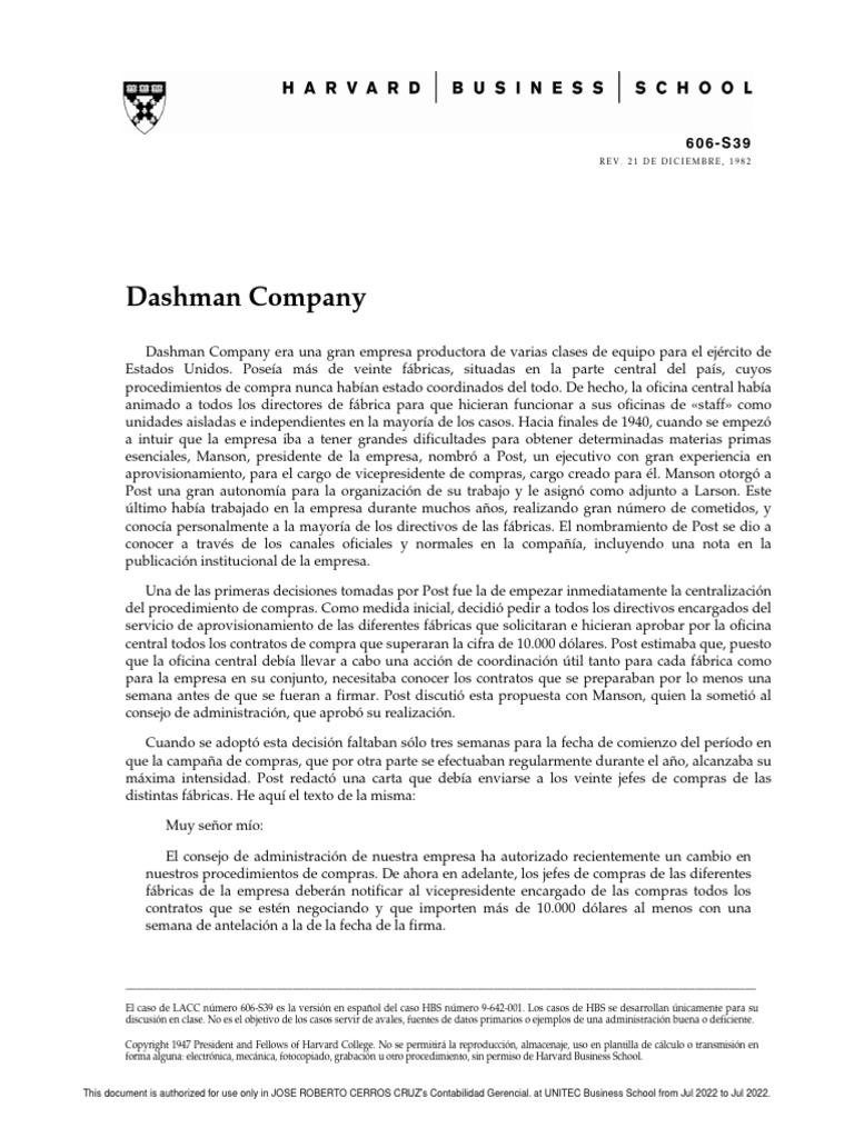 Centralización de Compras en Dashman Company | PDF | Business