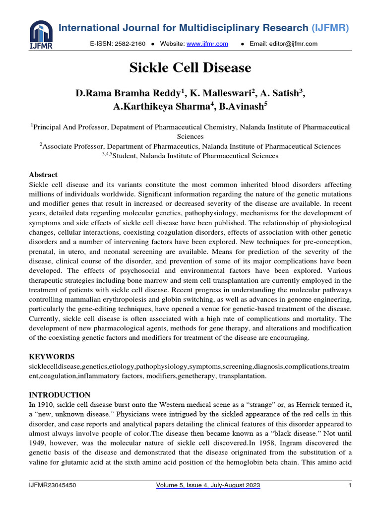 Sickle Cell Disease | Download Free PDF | Hematopoietic Stem Cell ...