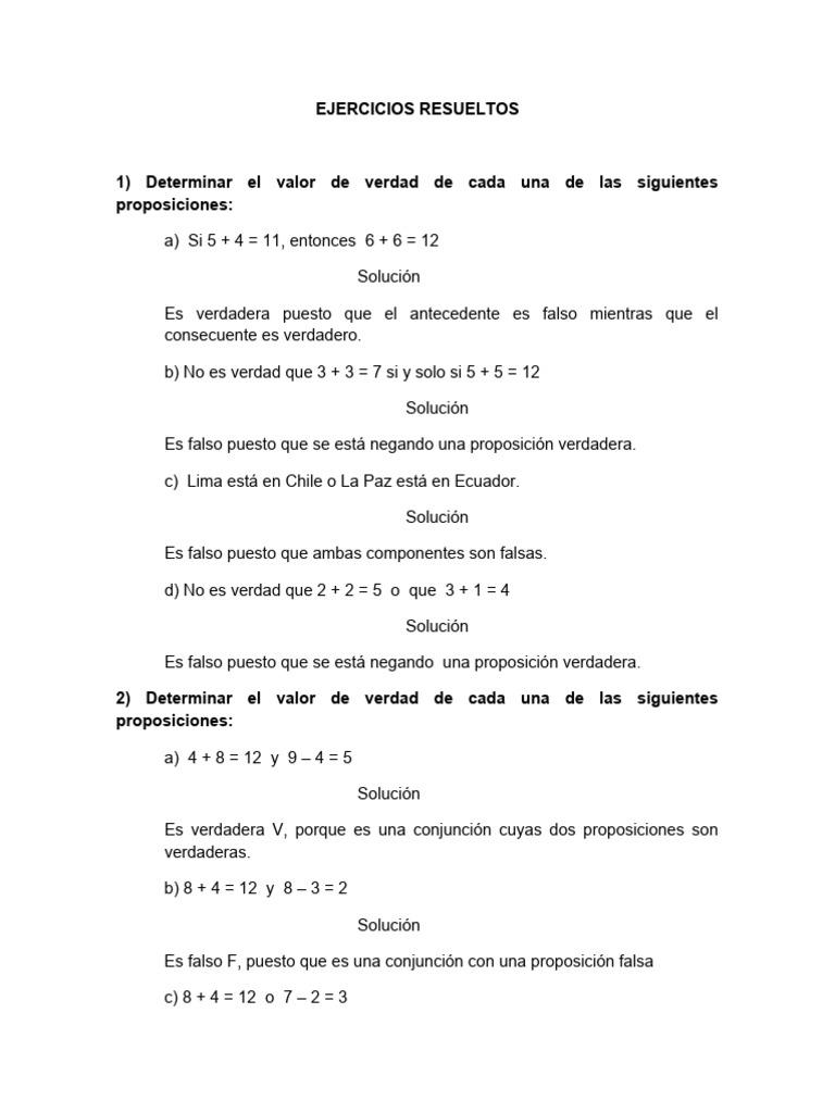 Ejercicios Logica Matematica. | PDF