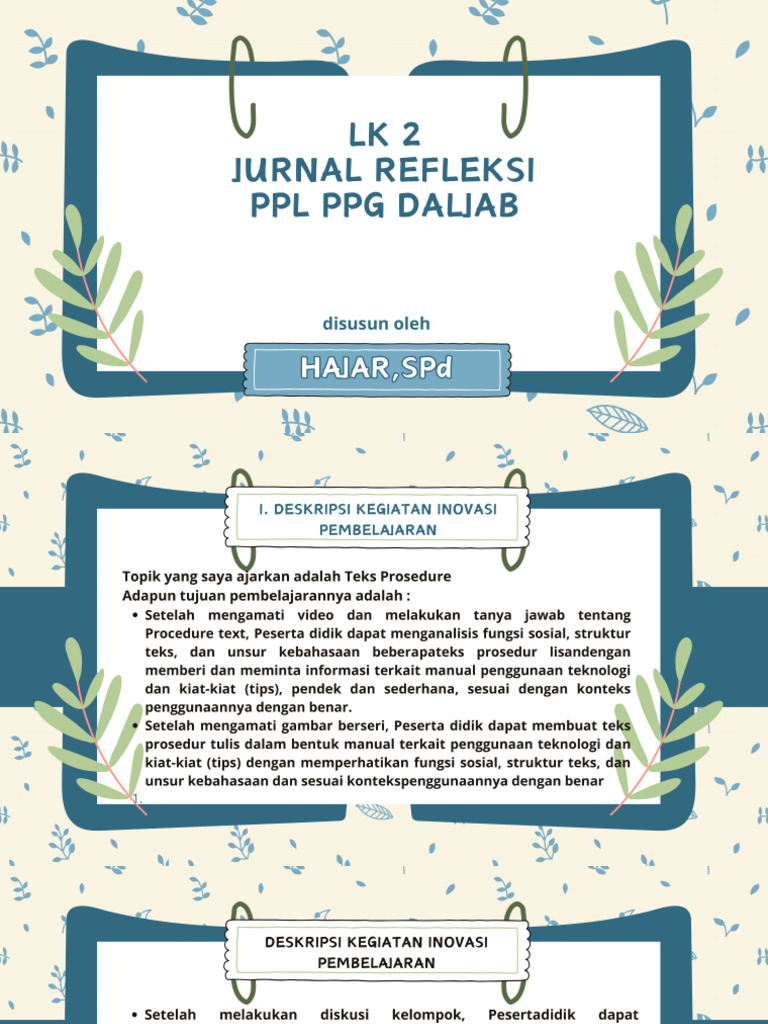 LK.2 Jurnal Refleksi PPL | PDF