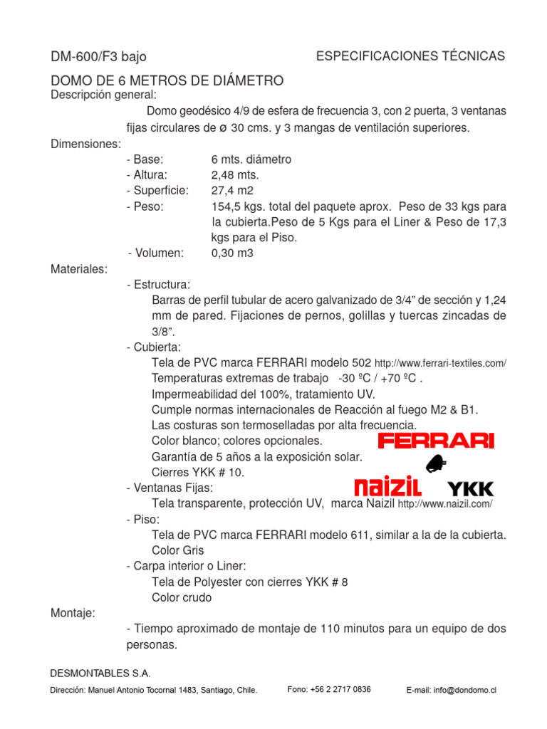 04 Catalogo Domo 6 Mts | PDF