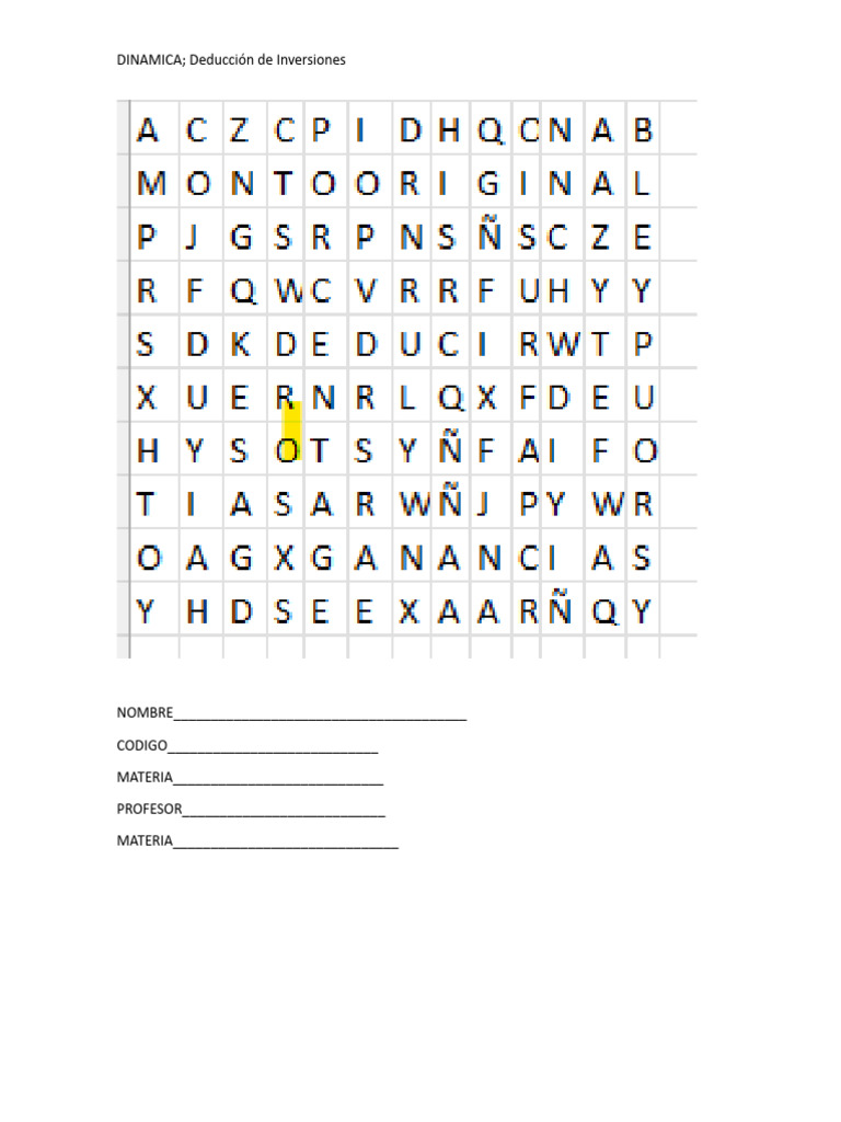 DEduccion de Inversiones Sopa de Letras | PDF | Negocios | Finanzas y ...