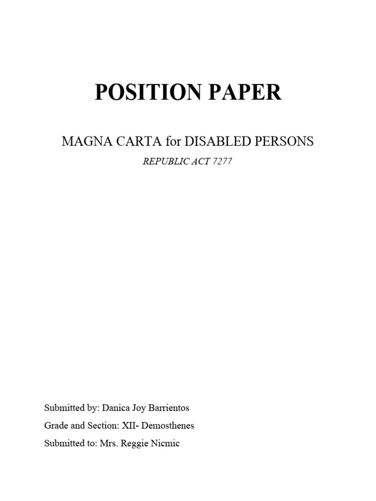 Position Paper | PDF | Disability | Accessibility