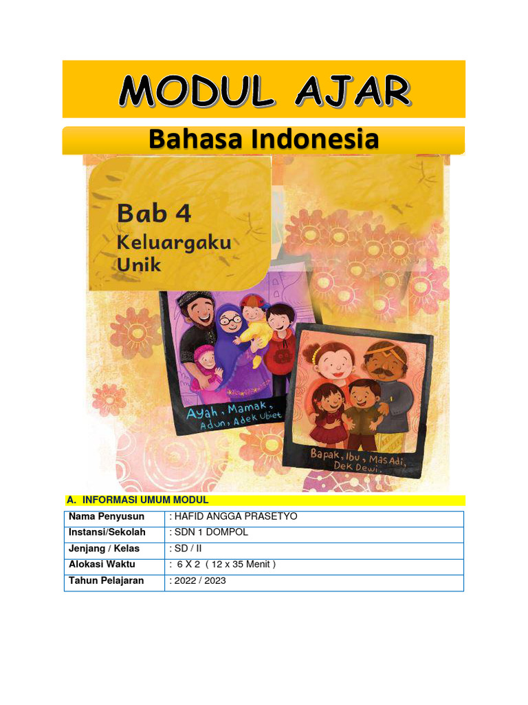 Modul Bahasa Indonesia Kelas 2 | PDF
