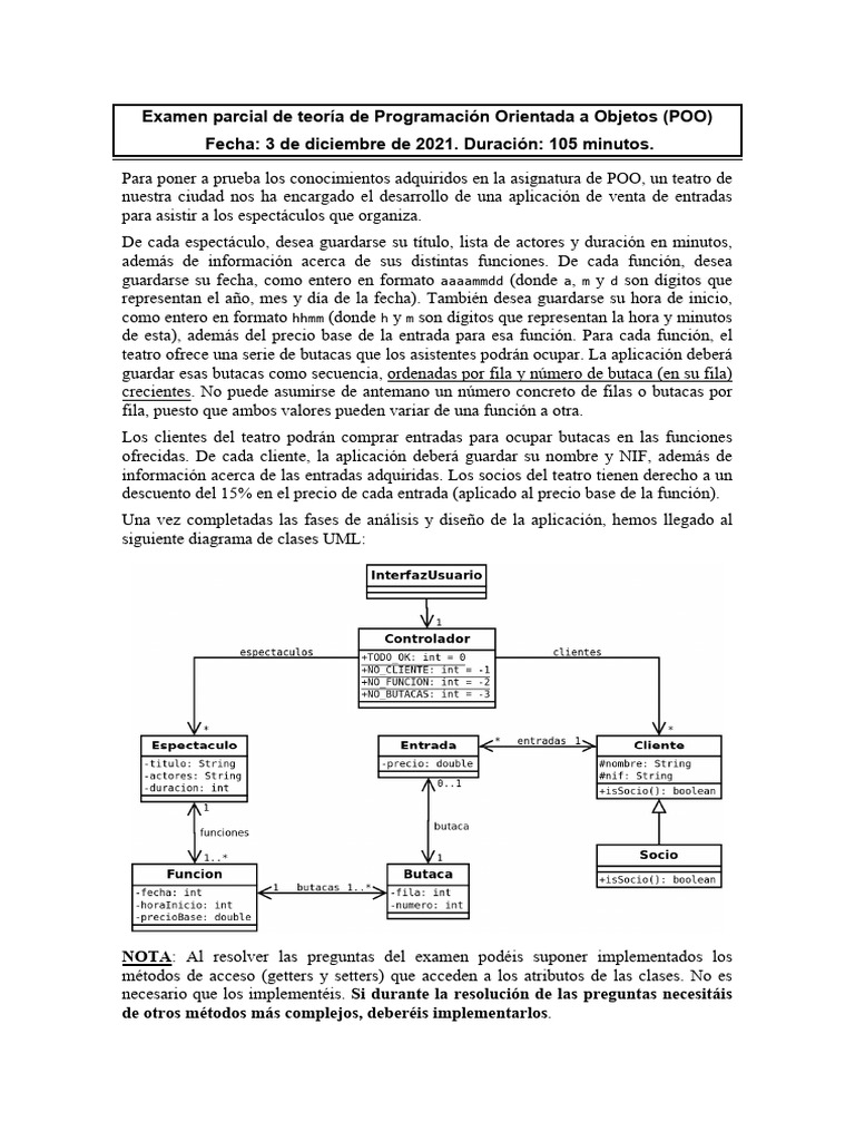POO-Parcial-2021 2022 Q1 Sol | PDF | Lenguaje de modelado unificado | Constructor (Programación ...