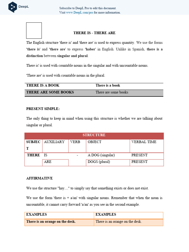 THERE IS-THERE ARE en | PDF | Perfect (Grammar) | Plural