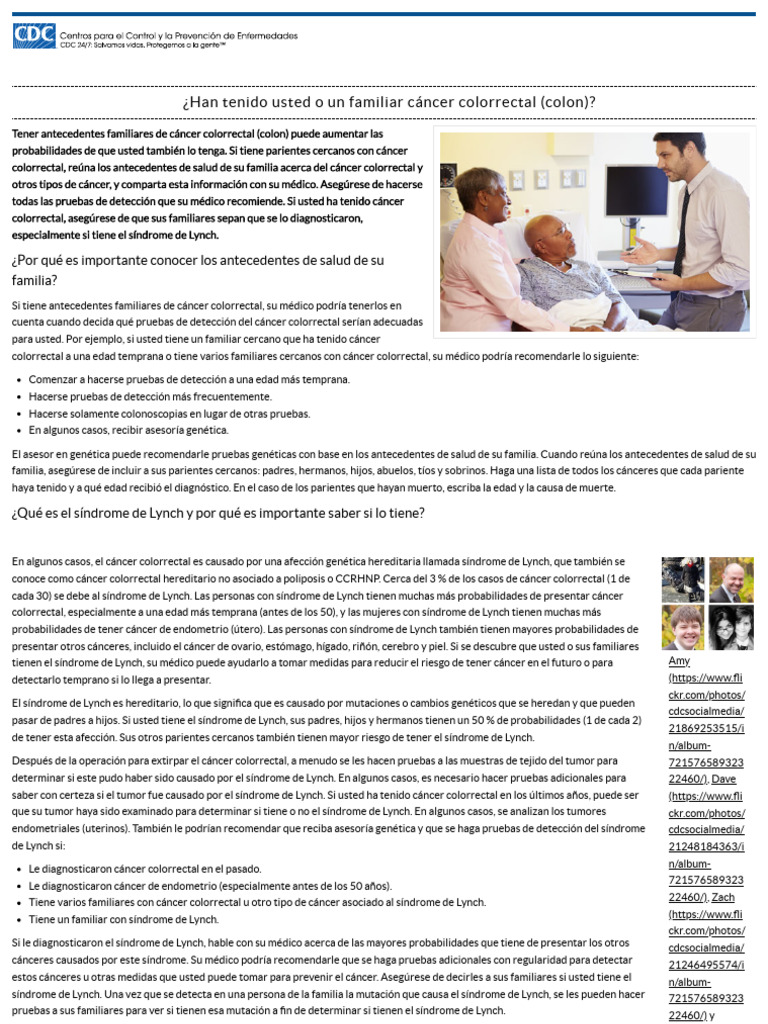 ¿Han Tenido Usted o Un Familiar Cáncer Colorrectal (Colon) - Especiales ...