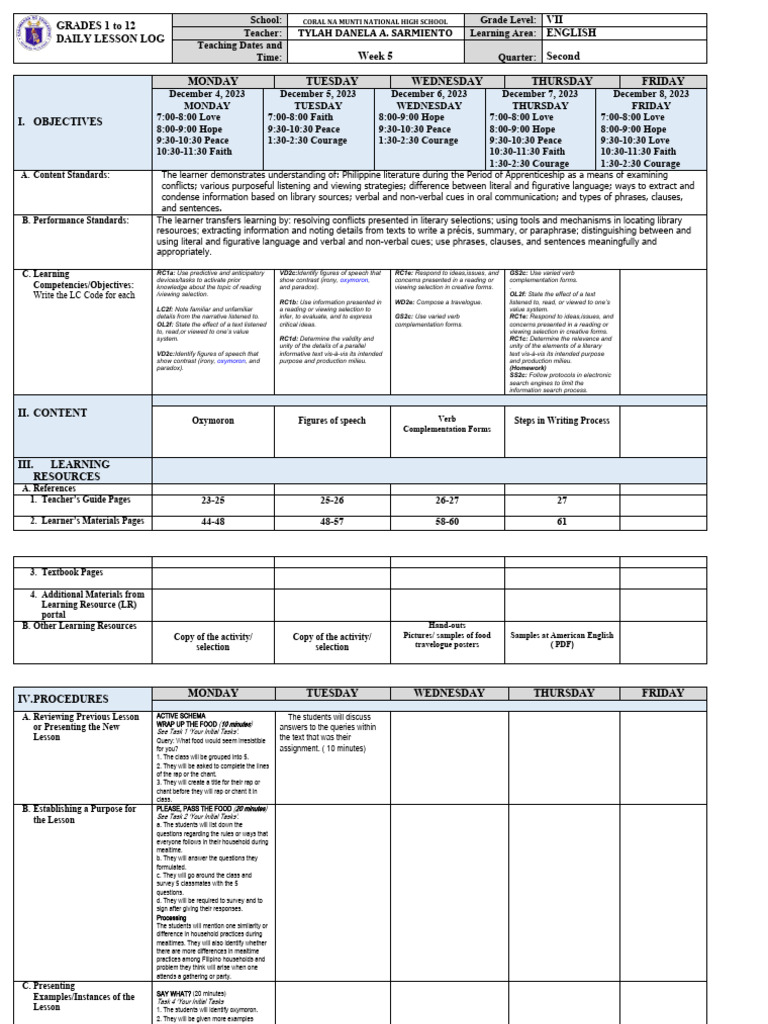 DLL - 2nd Quarter - wk5 | PDF