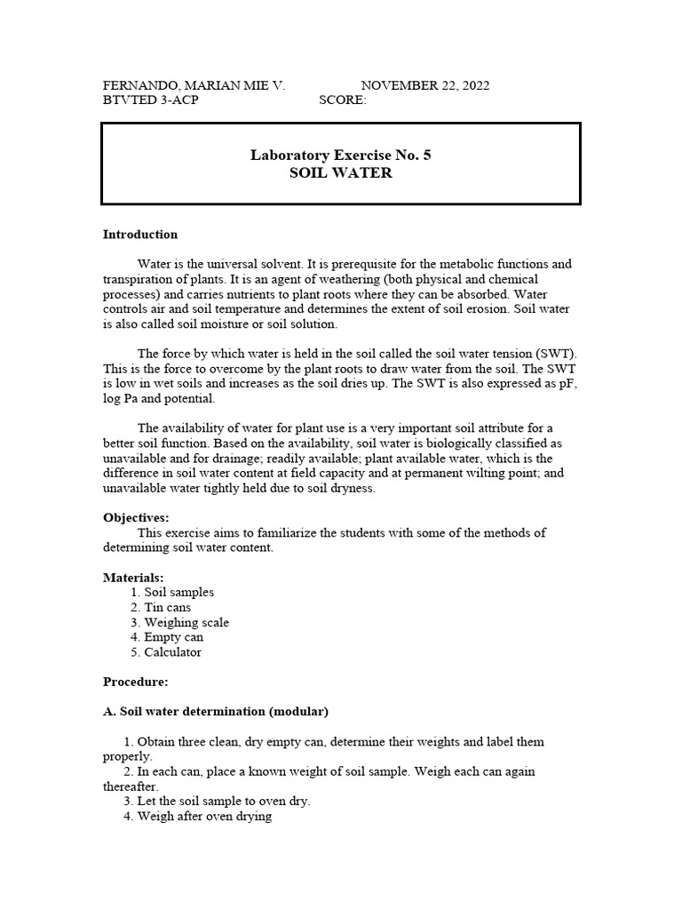 Lab 5 | PDF | Soil | Porosity