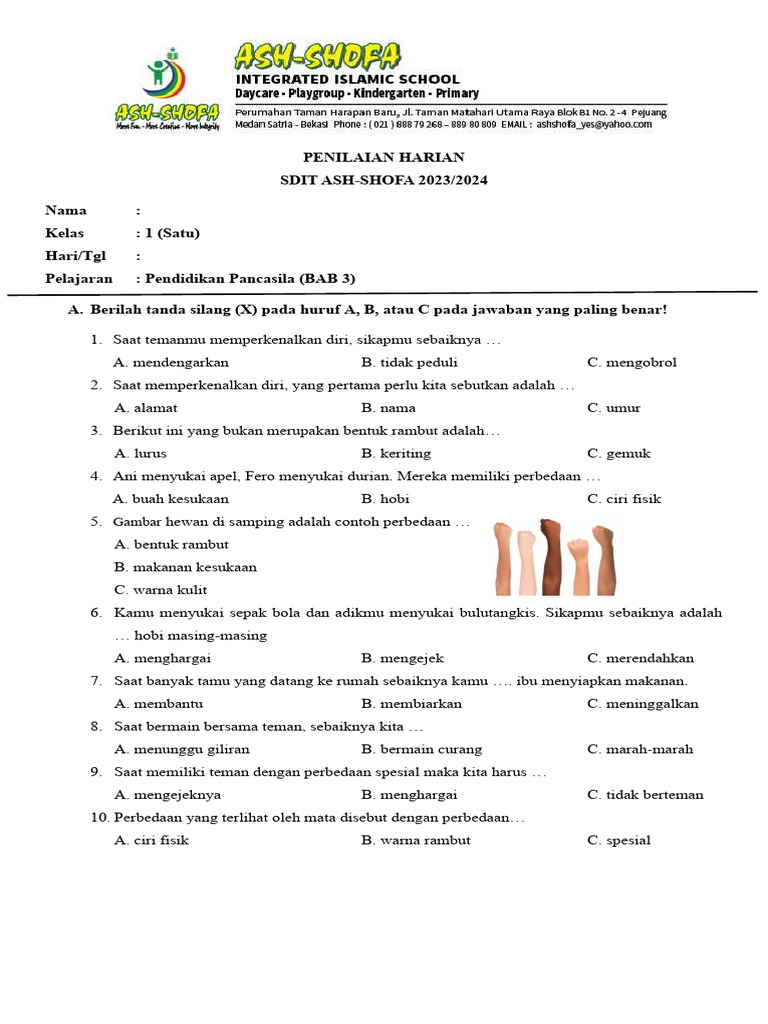 Uh PKN Bab 3 Kelas 1 | PDF