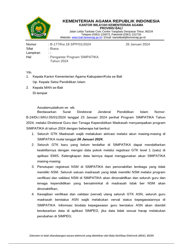 Pengantar Program SIMPATIKA Tahun 2024 | PDF