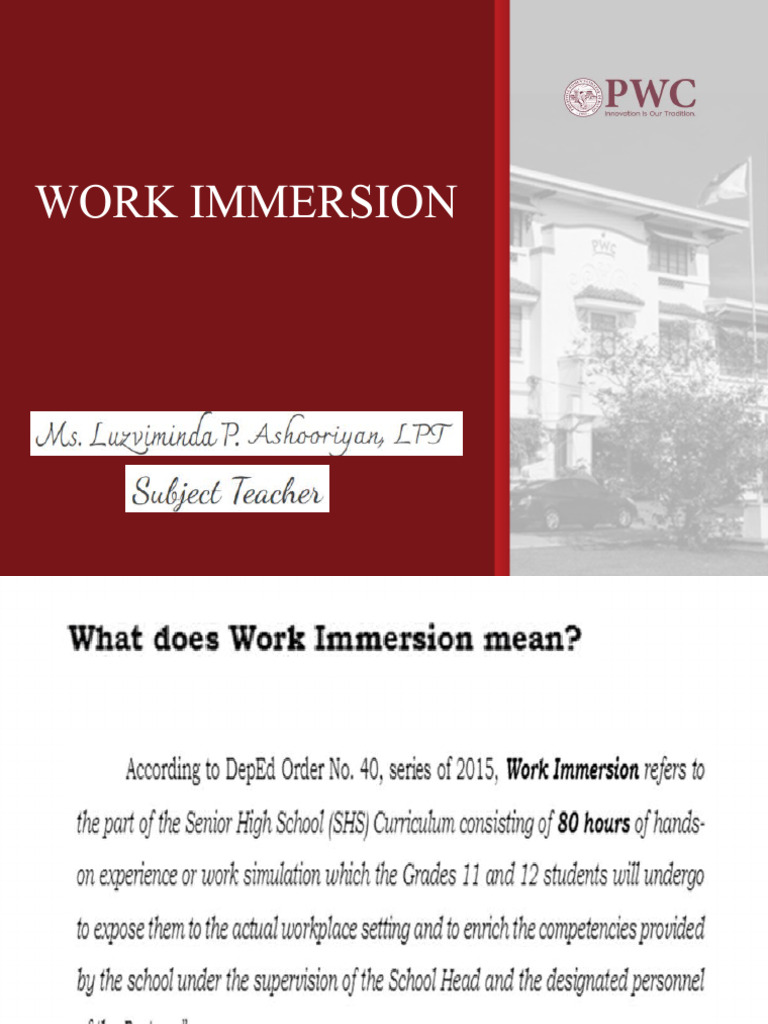 Work Immersion | PDF