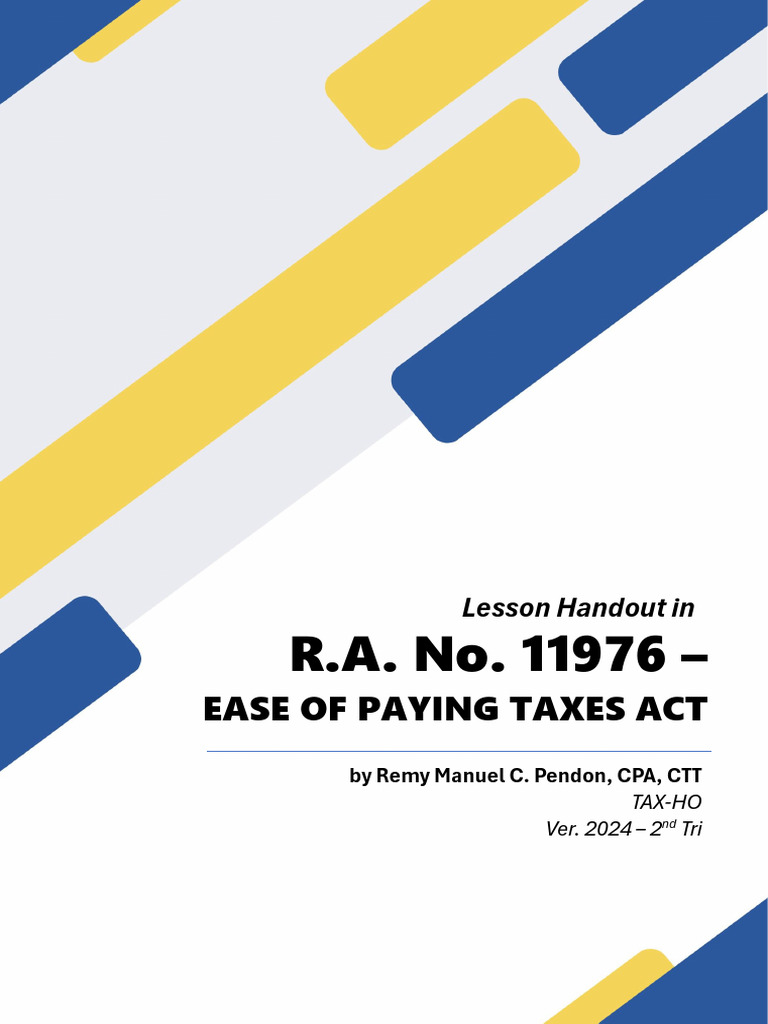 Ease of Paying Taxes Act Overview | PDF | Value Added Tax | Invoice