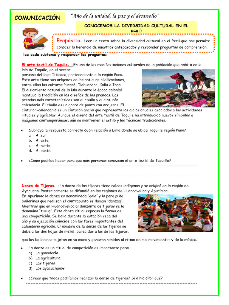 Ficha-Lun-Comun-Conocemos Las Diversidad Cultural en El Perú | PDF