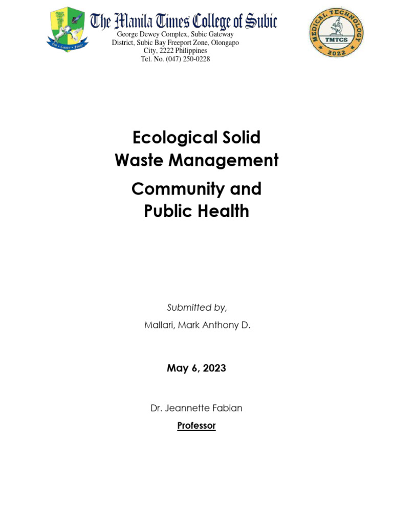 Ecological Solid Waste Solutions | PDF