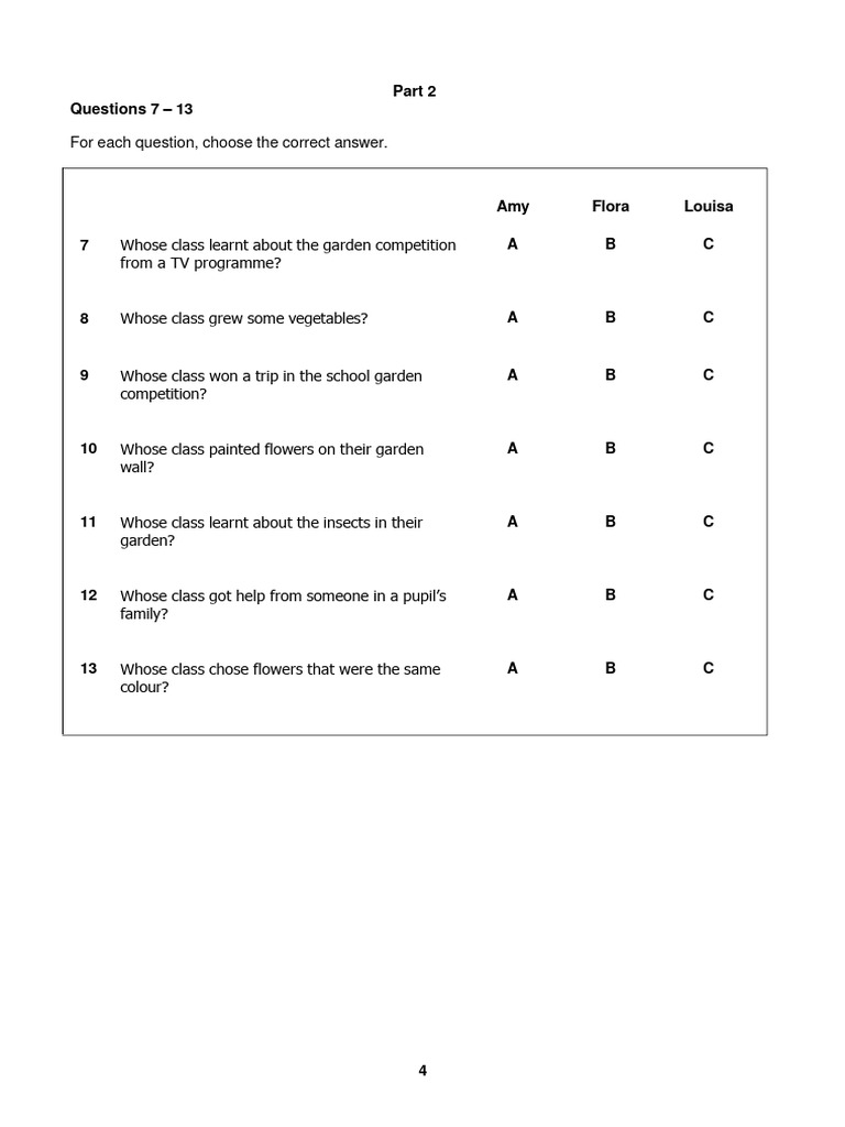 A2 Key For Schools 2022 Sample Reading and Writing - Questions v2-4-7 | PDF